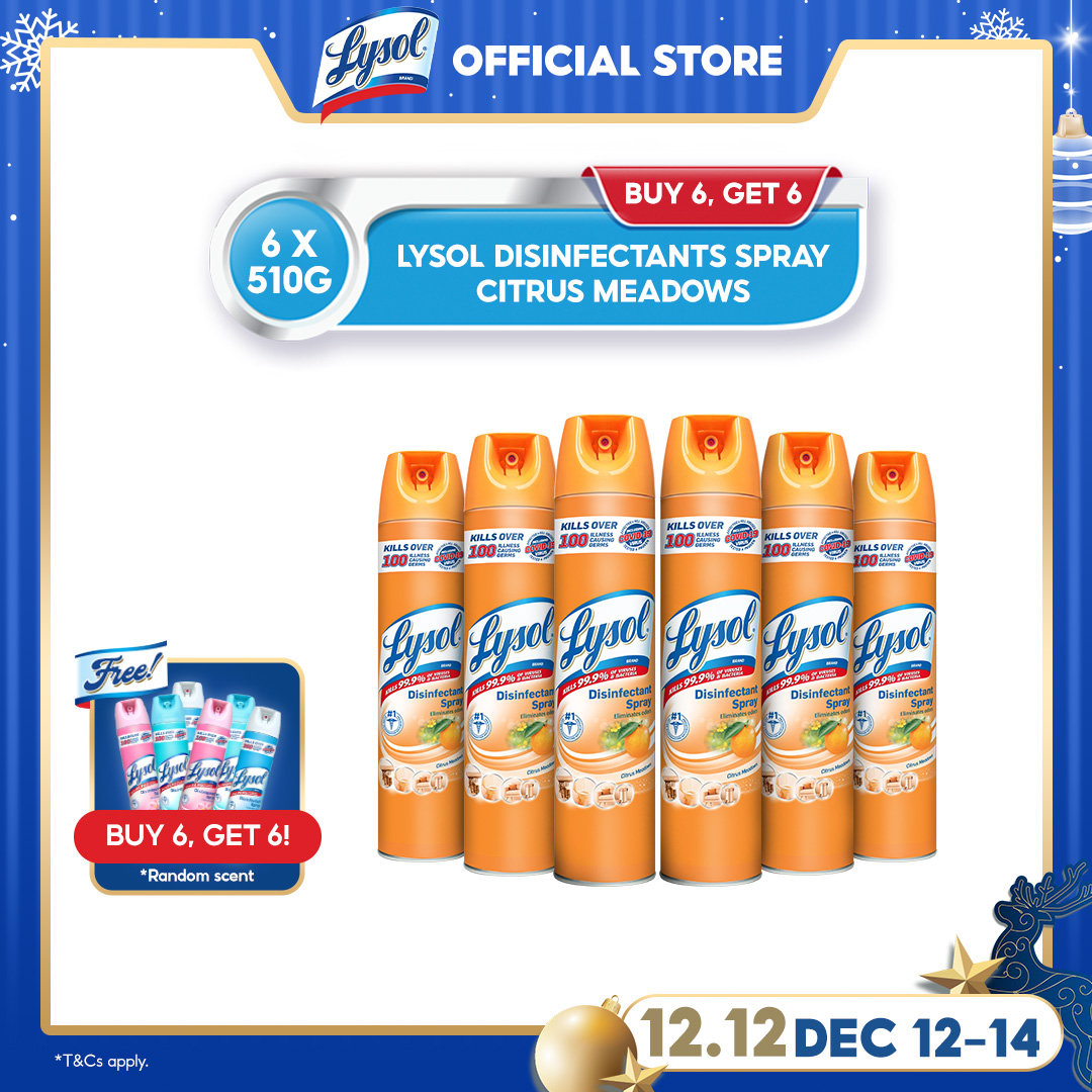 Lysol Disinfectant Spray With Citrus Meadows Scent 510g Set of 6 ...