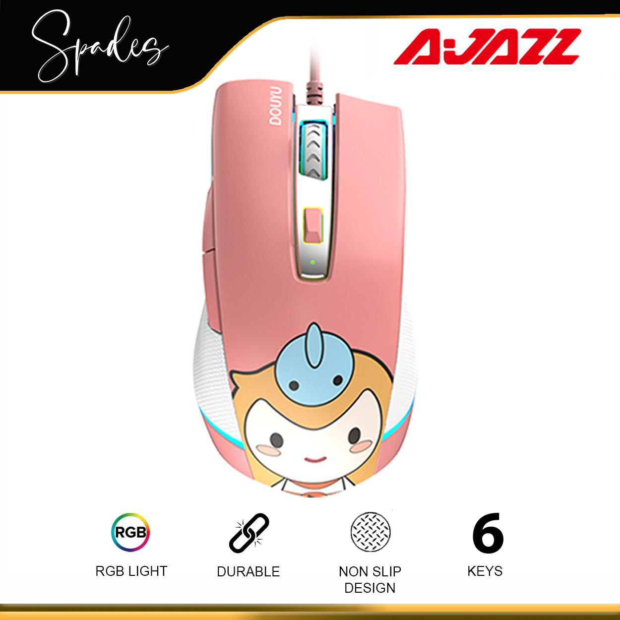 Ajazz DMG700 Betta Mask Wired RGB Gaming Mouse Graffiti Pattern 16000 ...