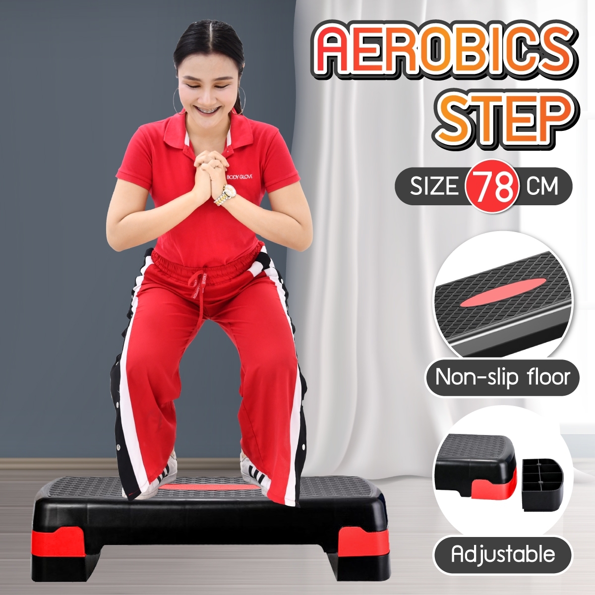 B&G Aerobic Step Board 78CM Fitness Exercise, Stepper Steps w/ Height ...