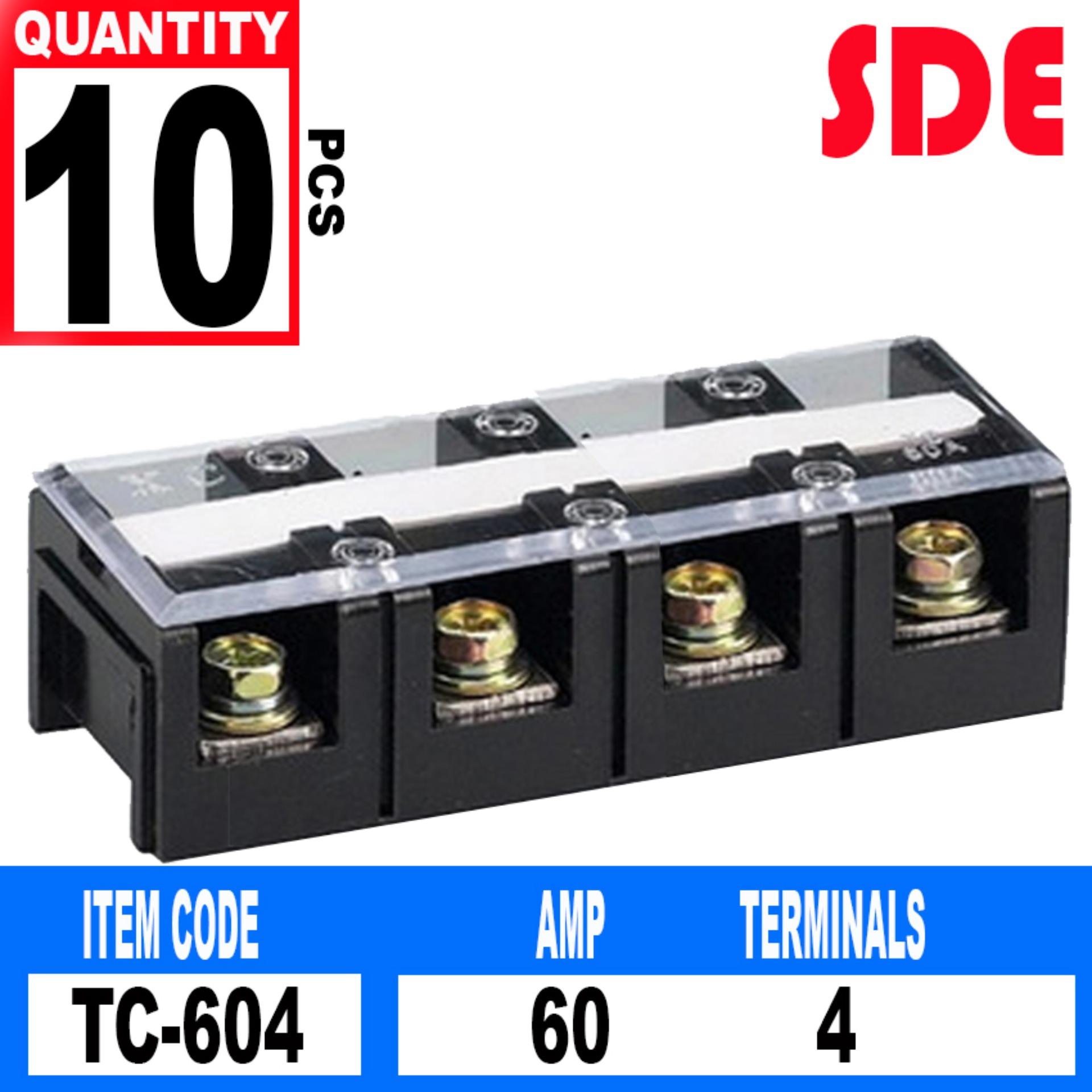 10 pcs Uni-Air 4 position 60 Amp 600V SDE Brand Terminal Block TC-604 ...