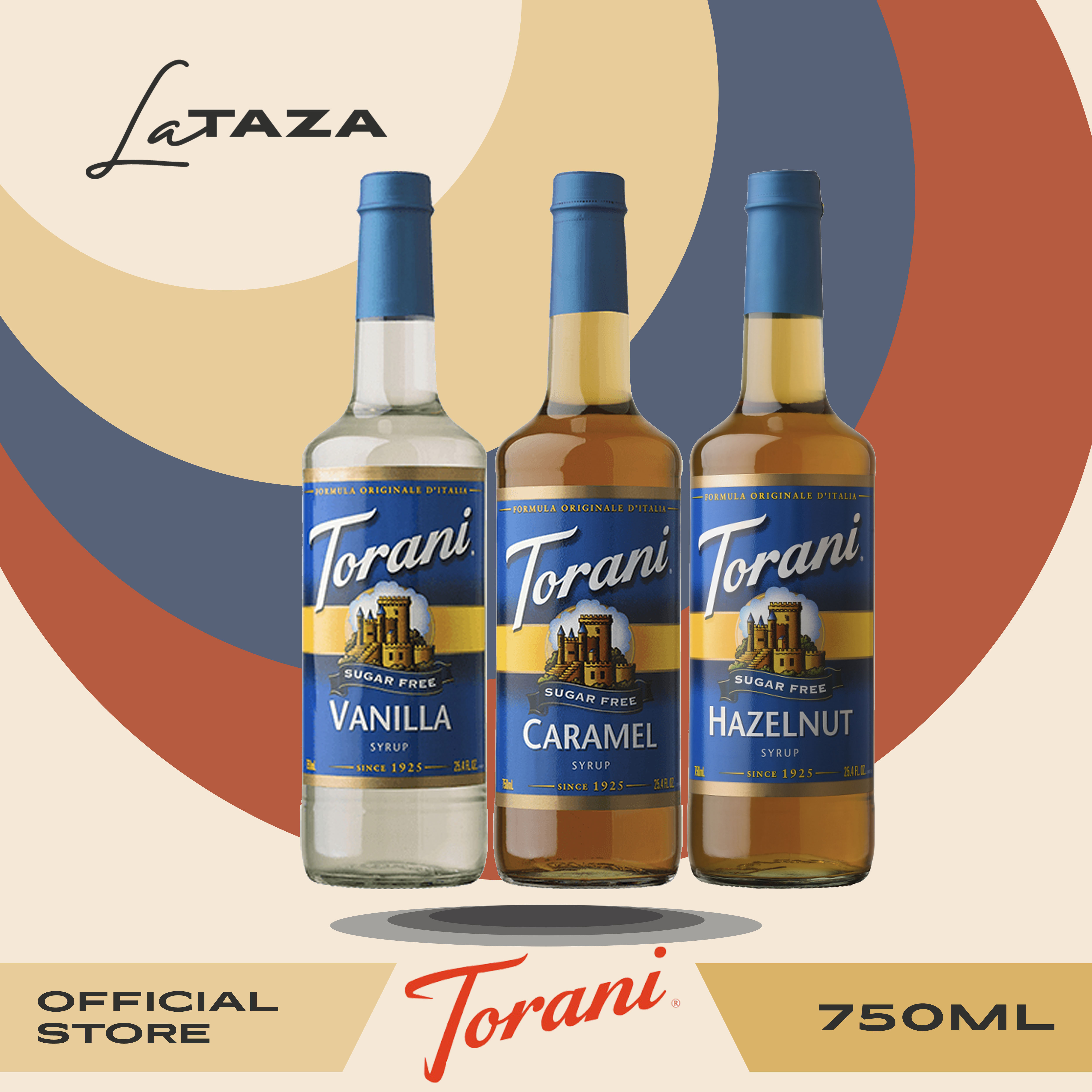 SET: Torani Sugar Free Vanilla, Hazelnut & Caramel Syrup (750ml ...