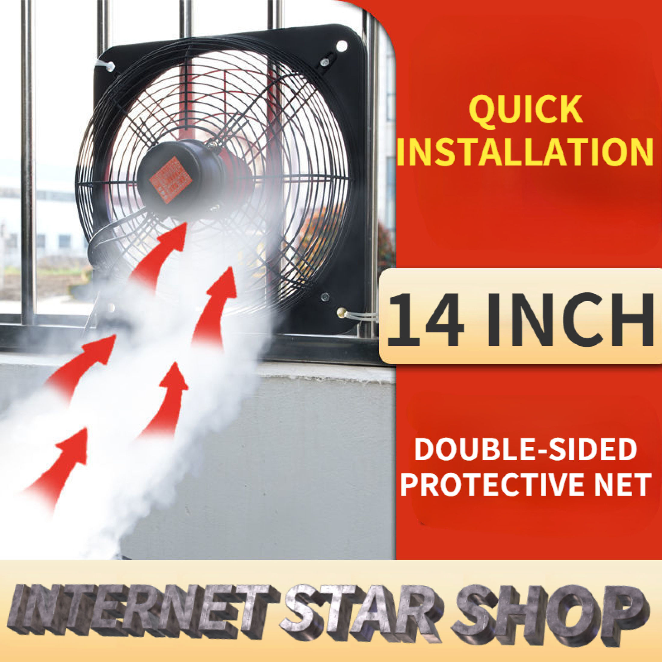 Enagic Aluminum Alloy Kitchen Window Exhaust Fan Powerful 12/14/16 inch ...