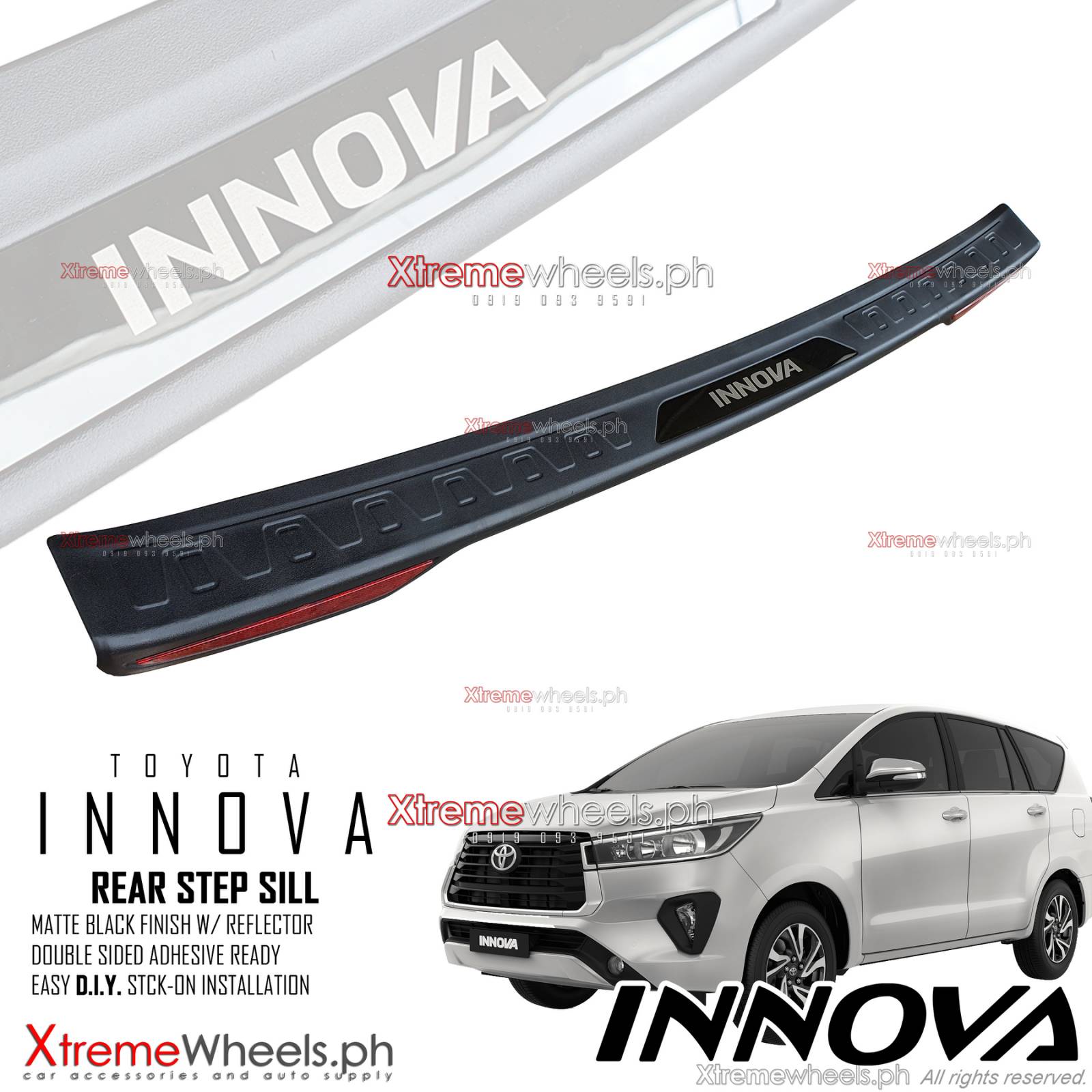 Toyota Innova 2020-2023 V2 Rear Bumper Protector With Reflector / Step ...