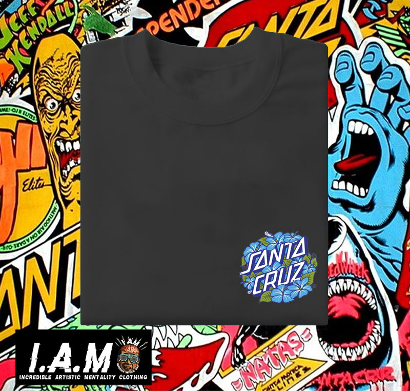 IAM Clothing Pouchie Tshirt BLUE FLOWER Classic SantaCruz Skateboard ...