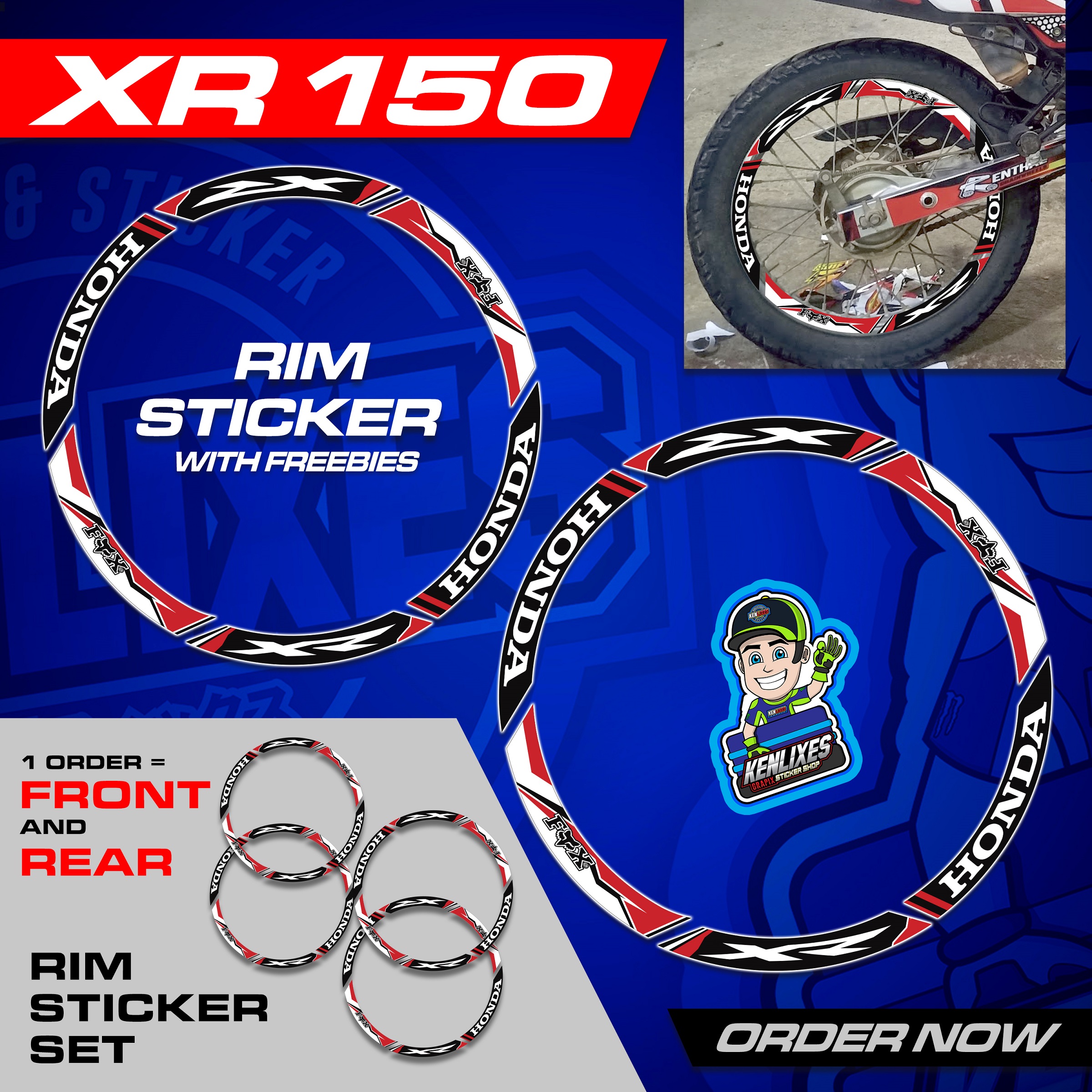 Honda XR 150L Rim Sticker Decals Mags (Front & Back) KENLIXES | Lazada PH