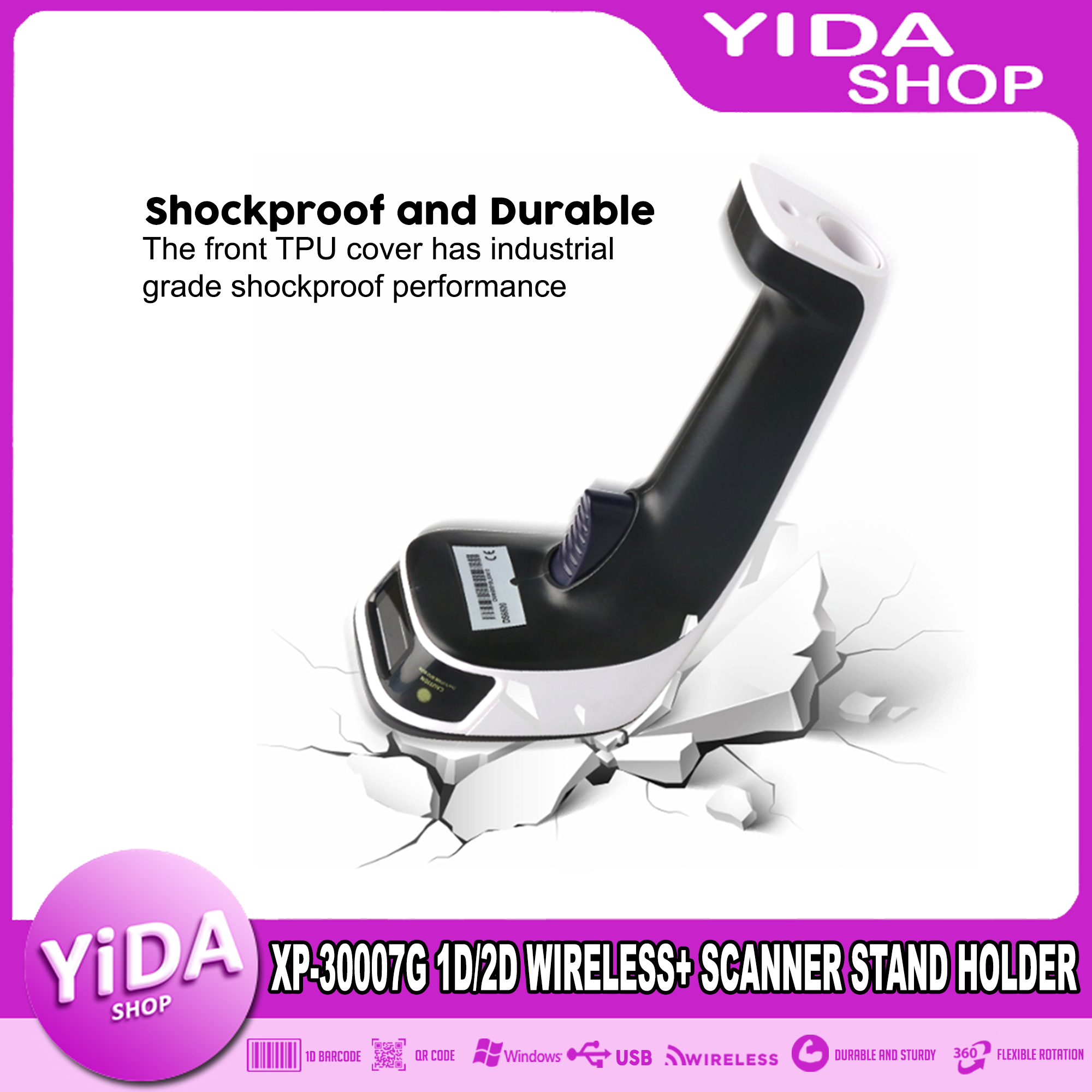 YiDA Shop XP-3007G 2D Portable Wireless Barcode Scanner + Xprinter ...