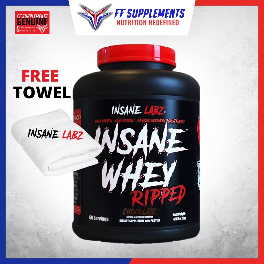 Insane Labz Insane Whey RIPPED 5lbs FREE Towel with Shaker Weight loss ...