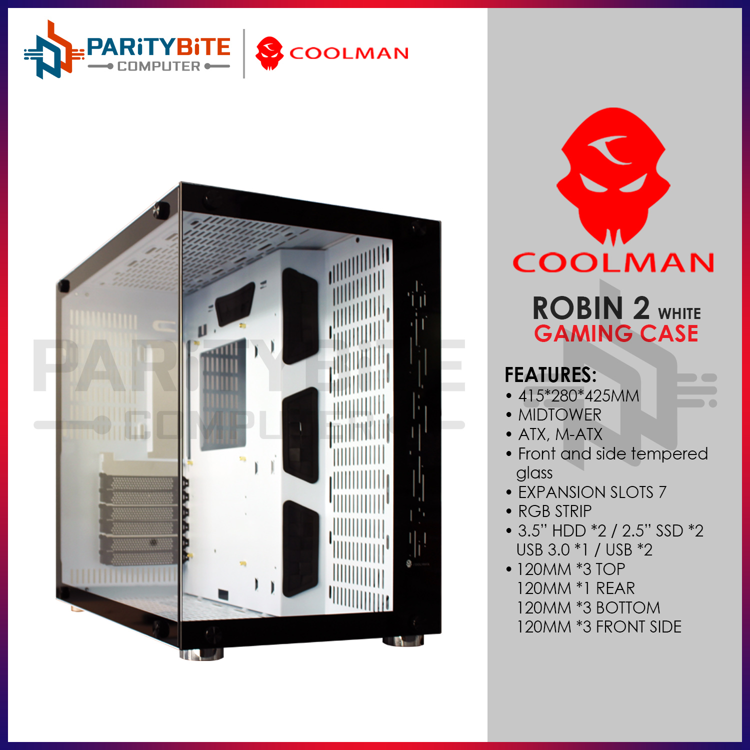 Coolman ROBIN 2 White Full Tower Atx Gaming Case with Led Strips ...