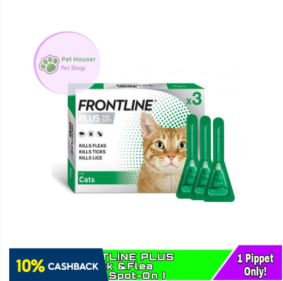 Frontline Plus Tick & Flea Drops For Cats (1 pipet) Flea and Tick Spot ...