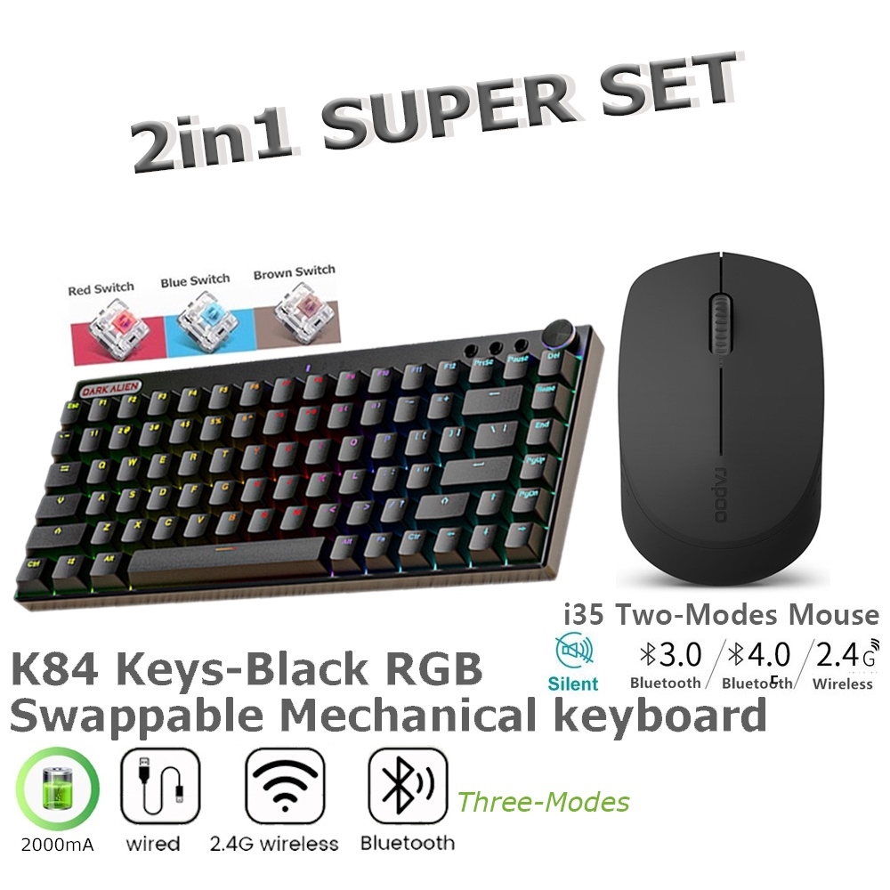 K84 Gaming Keyboard Backlit Mechanical 84 Keys RGB Colorful LED ...