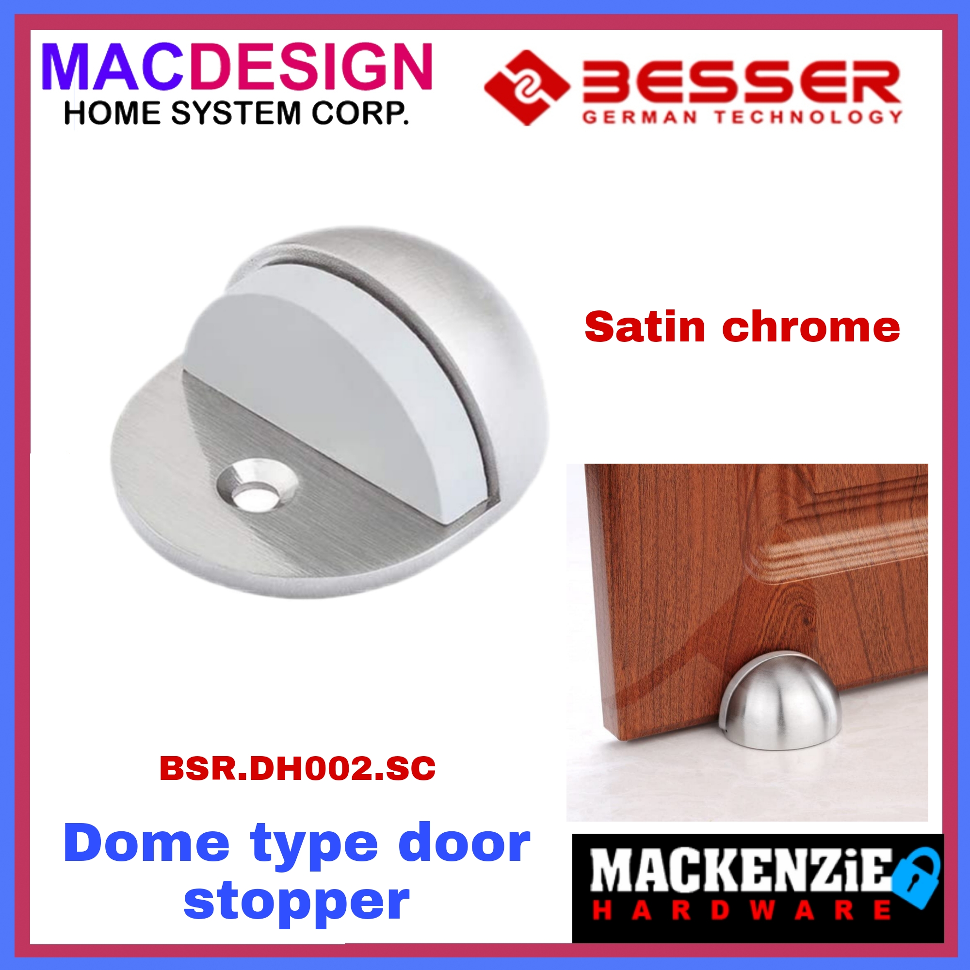 BESSER DH002 DOME TYPE DOOR STOPPER SATIN NICKEL ANTIQUE BRASS MATTE BLACK MACDESIGN HOME ...