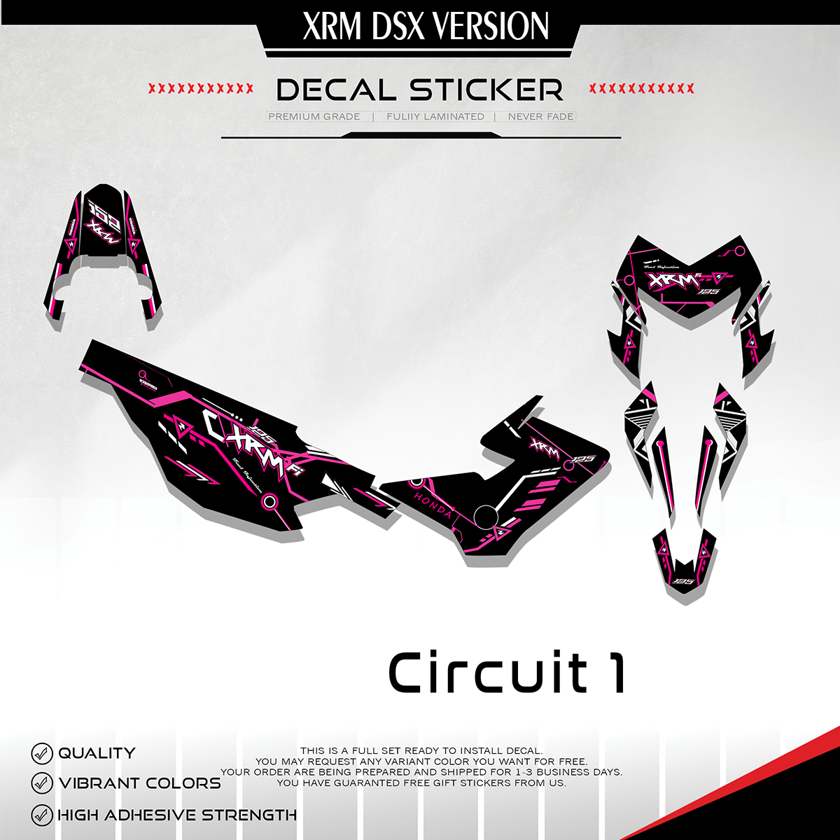 Honda XRM 125 DSX Decals - ( Riders Base Fully Laminated - Gloss Vinyl ...