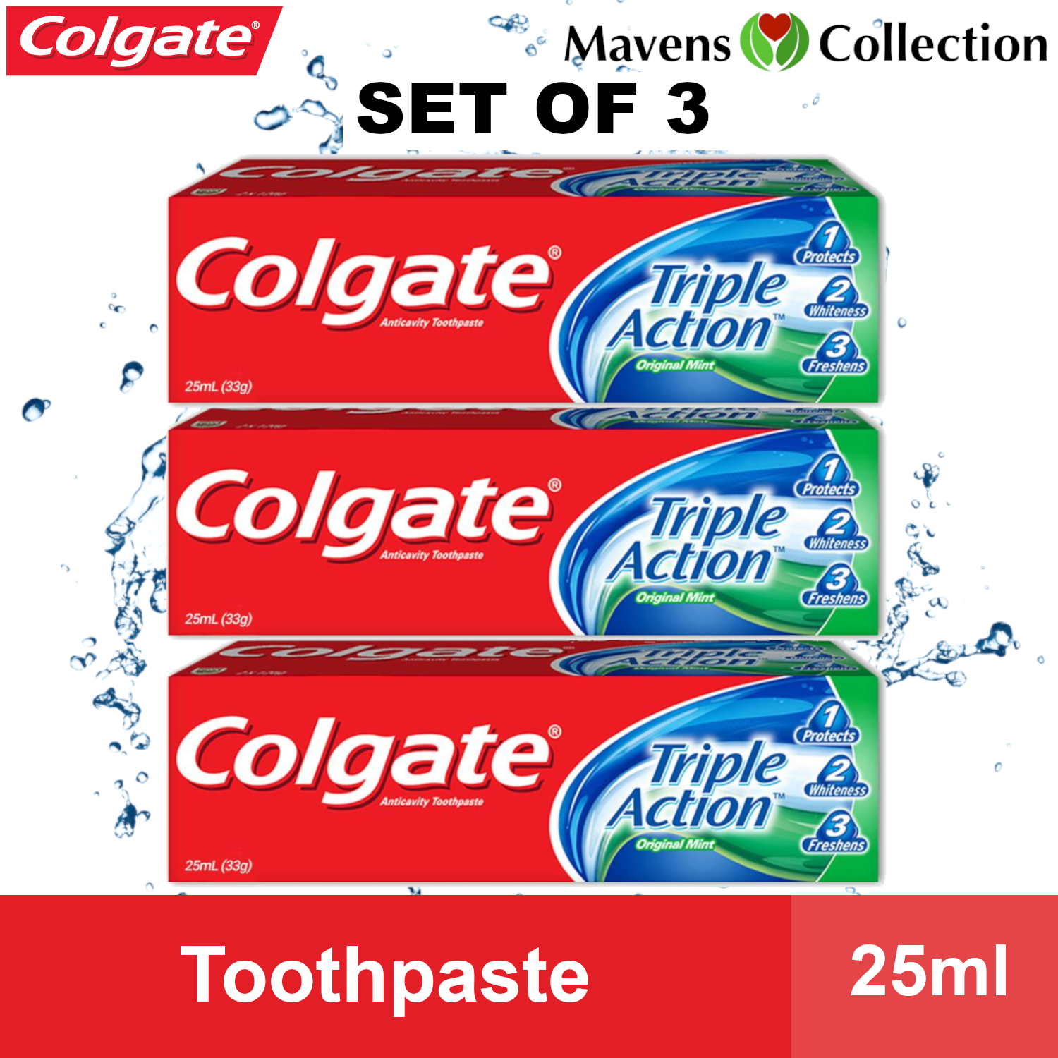 Colgate Toothpaste Triple Action System Original Mint 25ML (Set of 3 ...