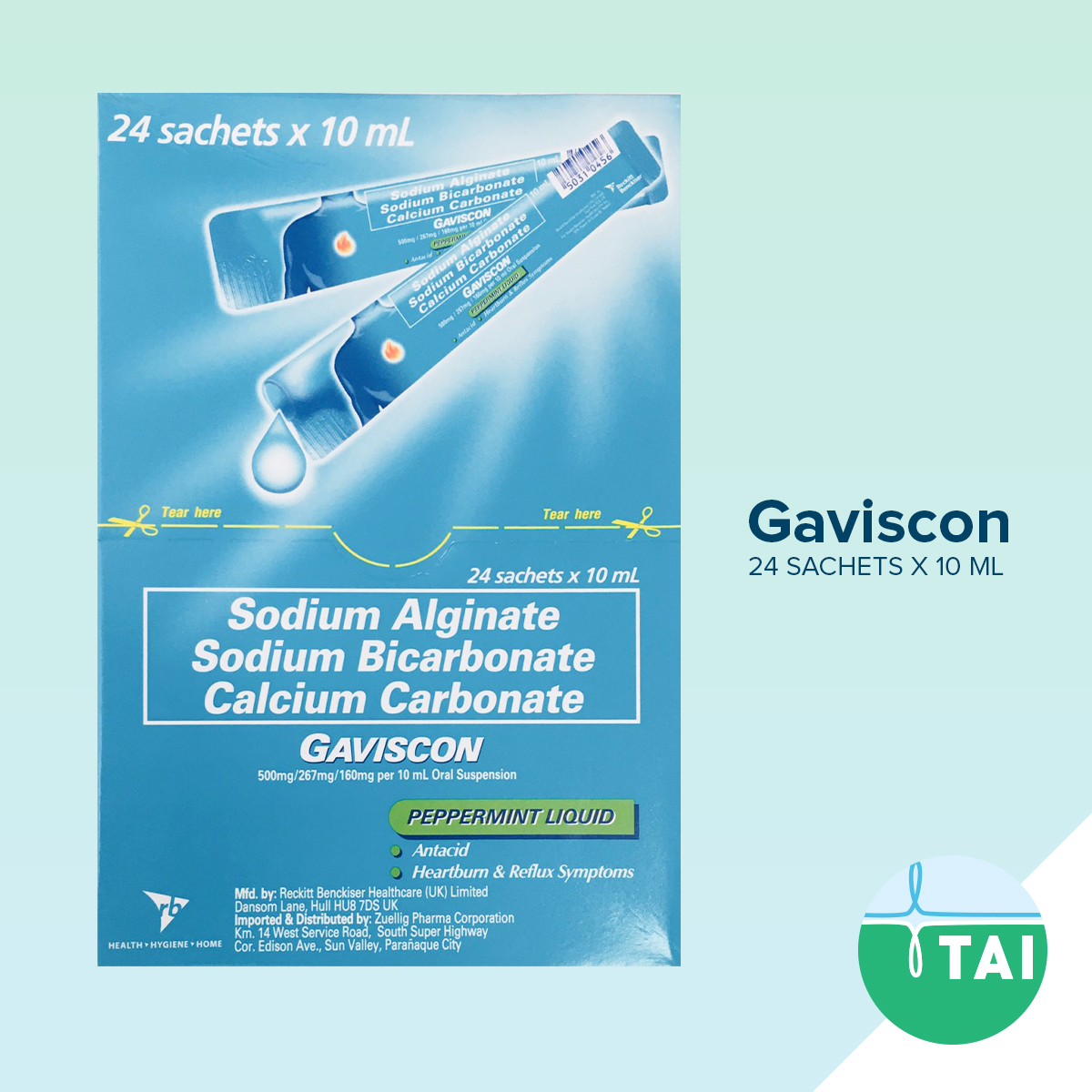 Gaviscon Peppermint Liquid 10ml (10/ 24/ 168 sachets) | Lazada PH