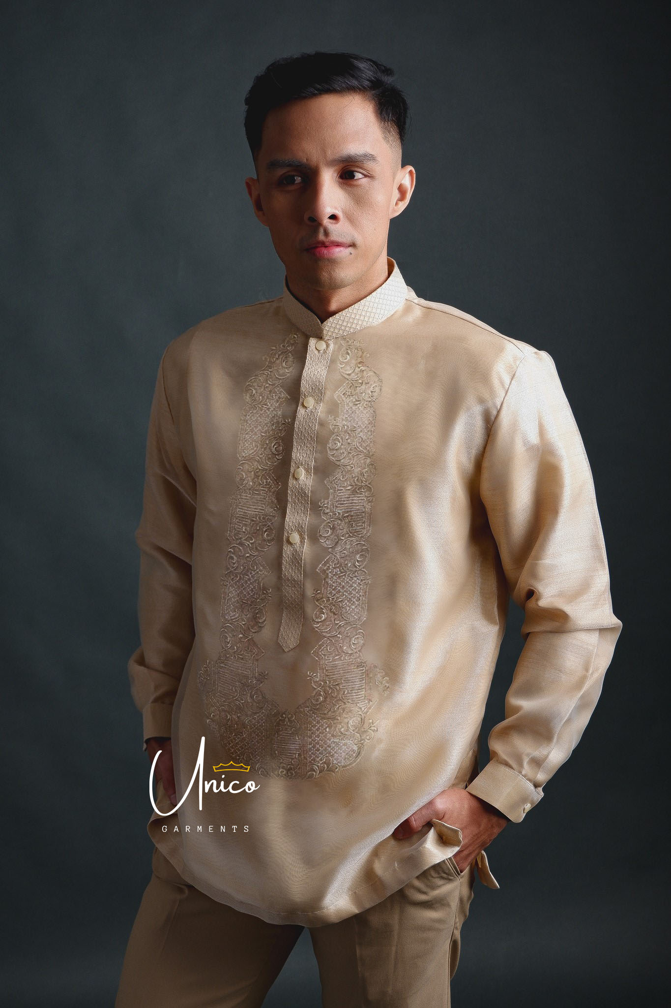 Barong Tagalog For Men Piña Organza With Lining Beige Unico Special ...