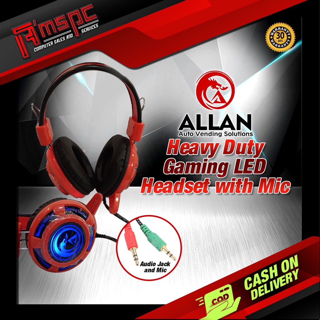 Gaming Headset Allan Brand Heavy duty, guaranteed Cool led lights ...
