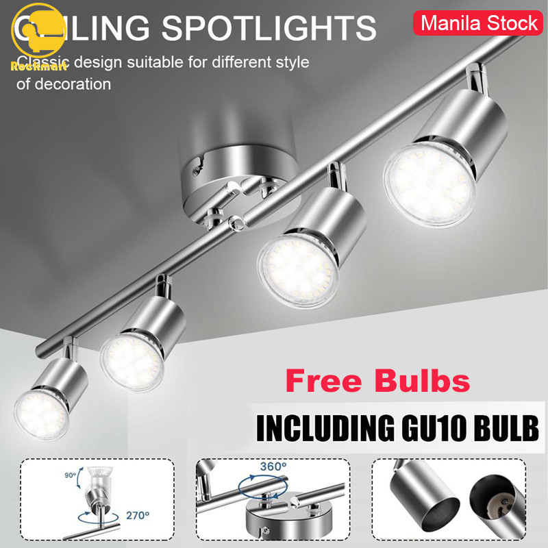 【Free light bulb】3 Way Modern Adjustable LED GU10 Ceiling Spotlight Bar ...
