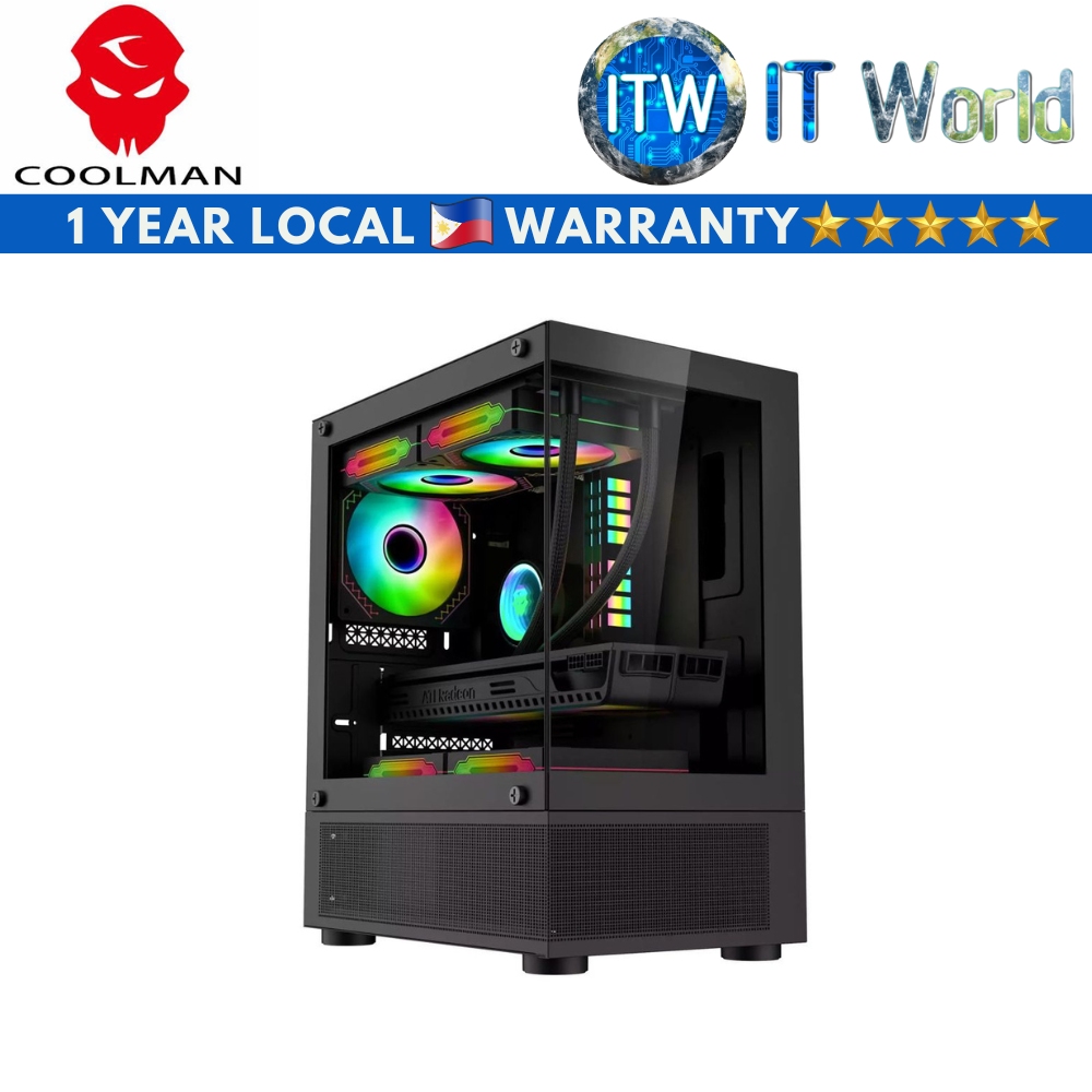 Itw | Coolman Reyna mATX/ITX Tempered Glass PC Case (Black/White ...