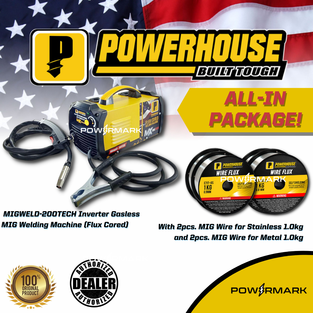[BUNDLE] POWERHOUSE MIGWELD-200TECH Inverter Gasless MIG Welding ...
