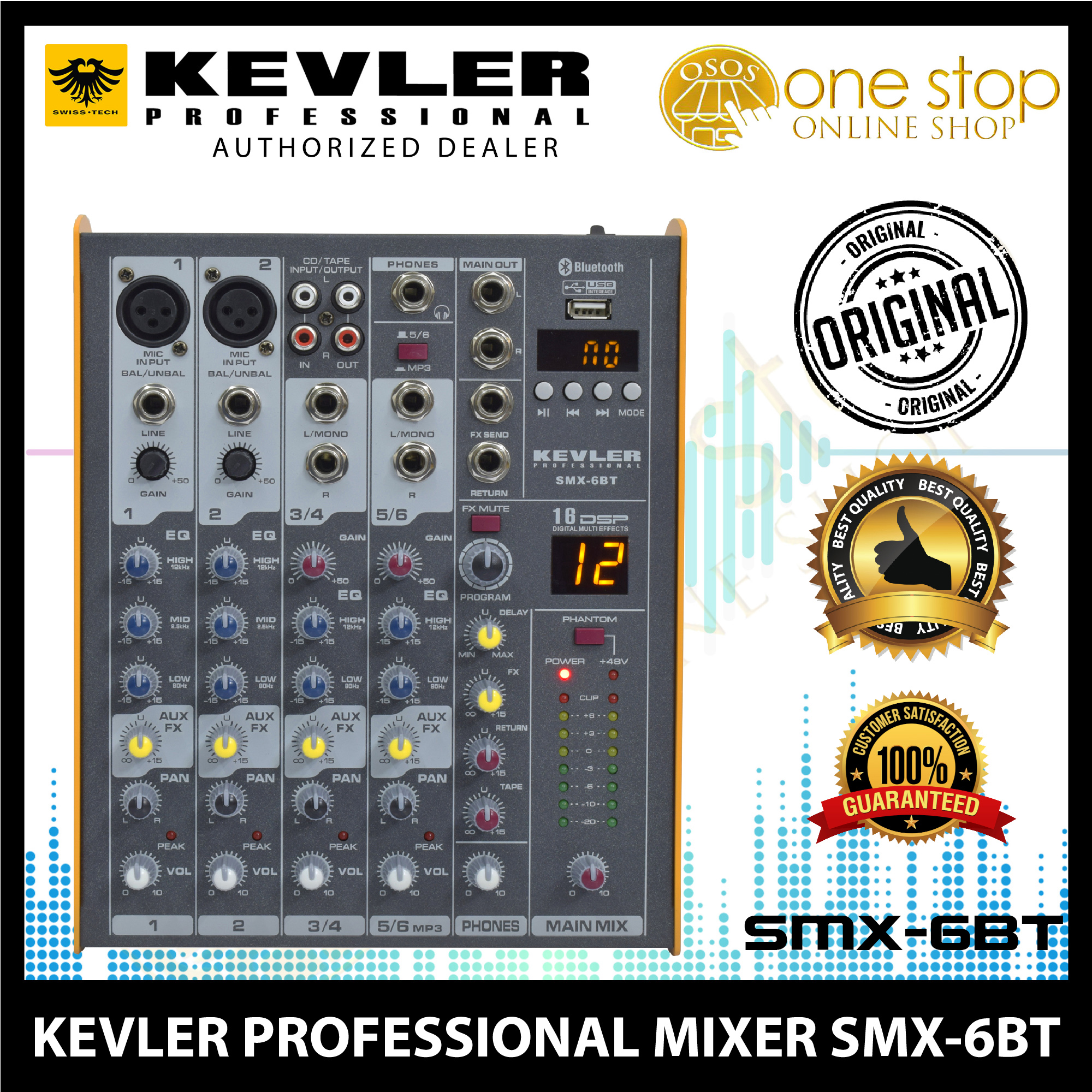 Kevler 6 channel Compact Mixer SMX-6BT with USB/BLUETOOTH/MP3 PLAYER ...
