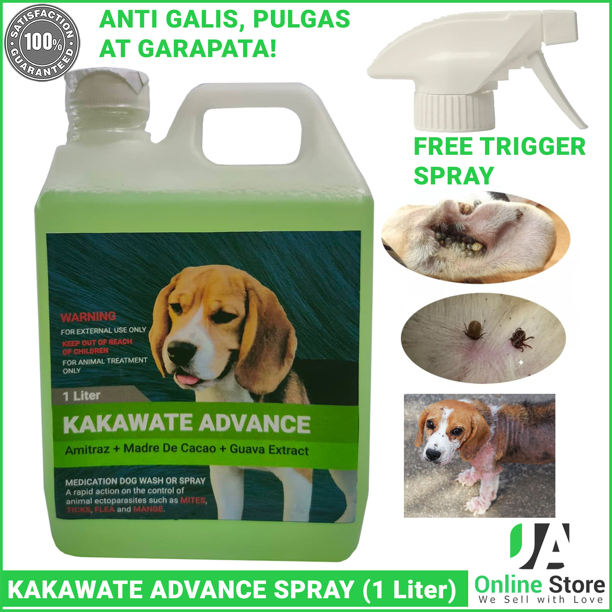 1 Liter KAKAWATE ADVANCE Medication Dogs Wash or Spray, 100% Pure Madre ...