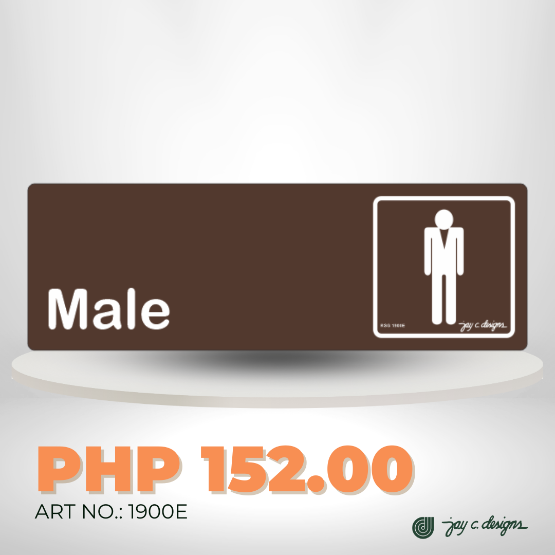 Acrylic Signage 1900 Male Restroom - 3.0" x 9.0" x 1.5mm | Lazada PH