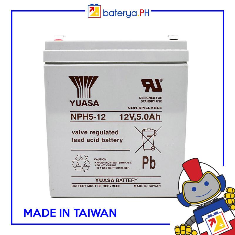 Sealed Lead Acid battery Yuasa 5A 12V NPH5-12 (L: 3.54" W: 2.75" H: 4. ...