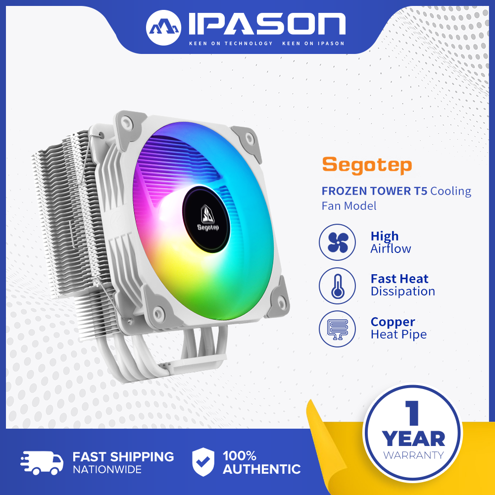 Segotep Frozen Tower T5 CPU Cooling Fan Rgb Multi Color Lightning 52cfm ...