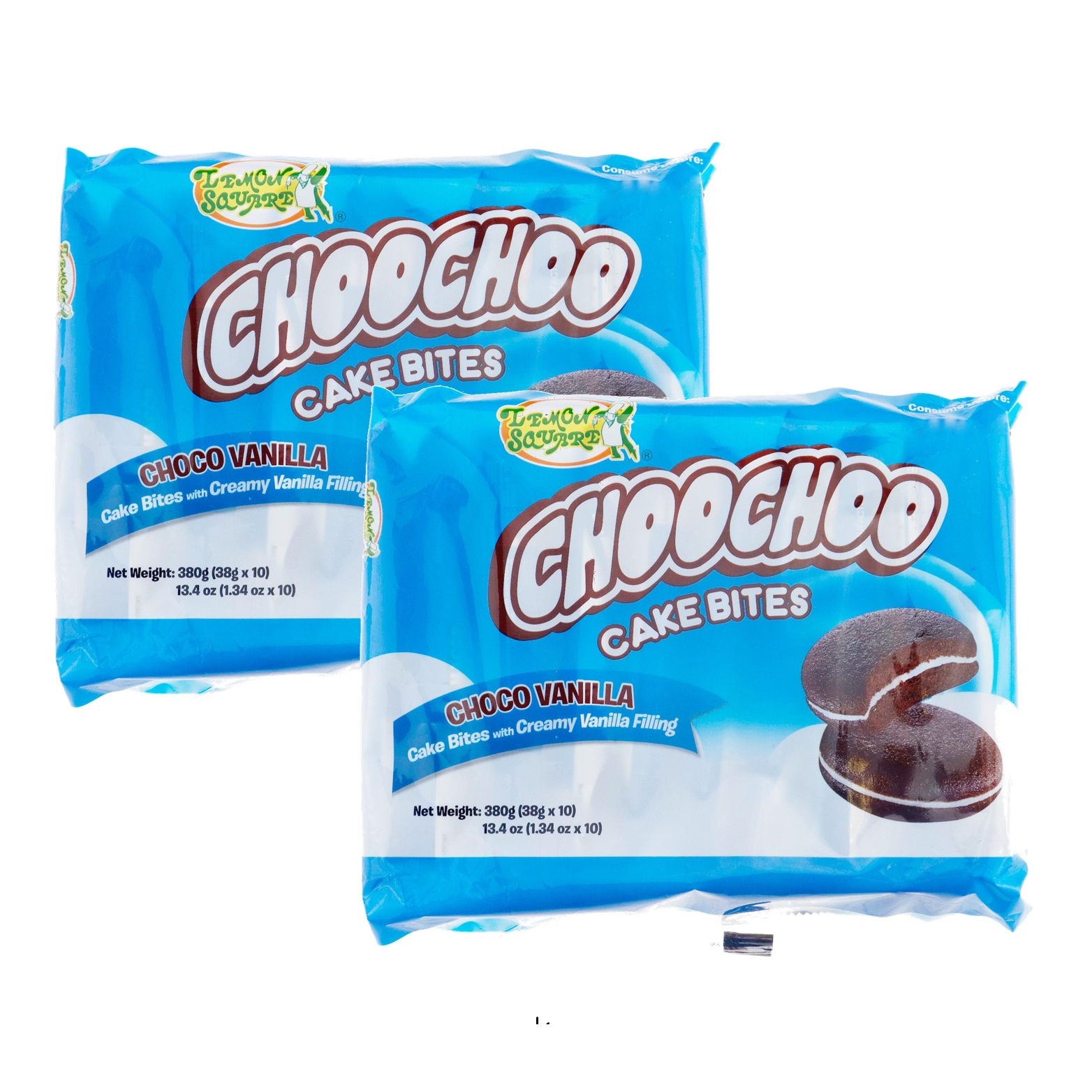 Lemon Square Choo Choo Cake Bites Choco Vanilla 38g x 10 - Pack of 2 ...