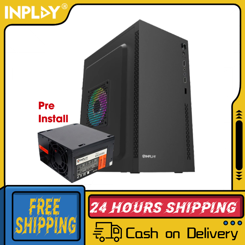 INPLAY PC Case Computer Desktop Case with Pre-Installed GS200BK PSU 3 ...
