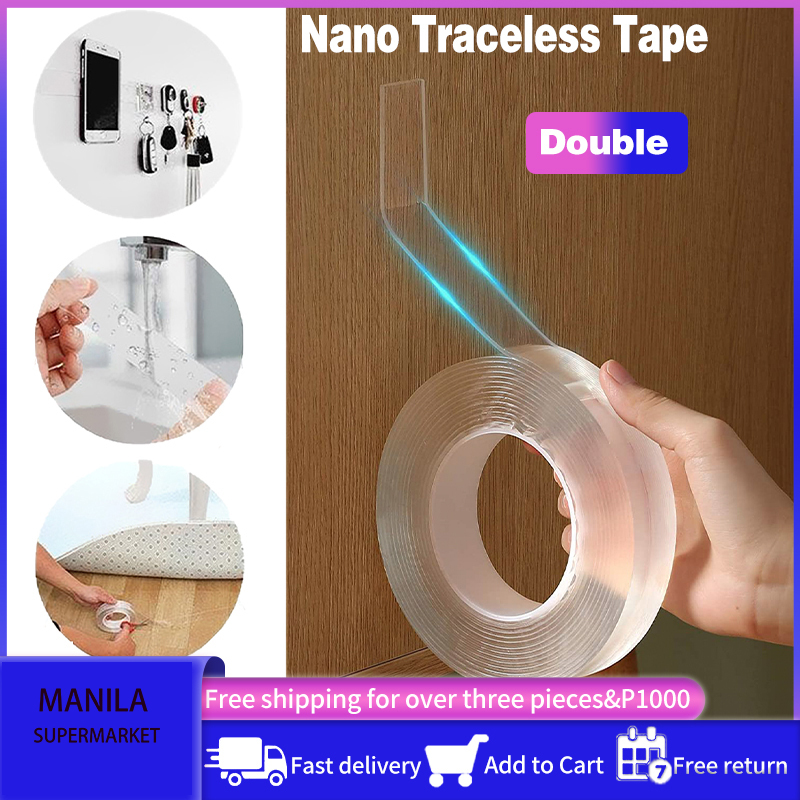 Hot Original 1M/3M/5M Nano Double Sided Tape Transparent Self Adhesive Tapes Reusable Traceless ...