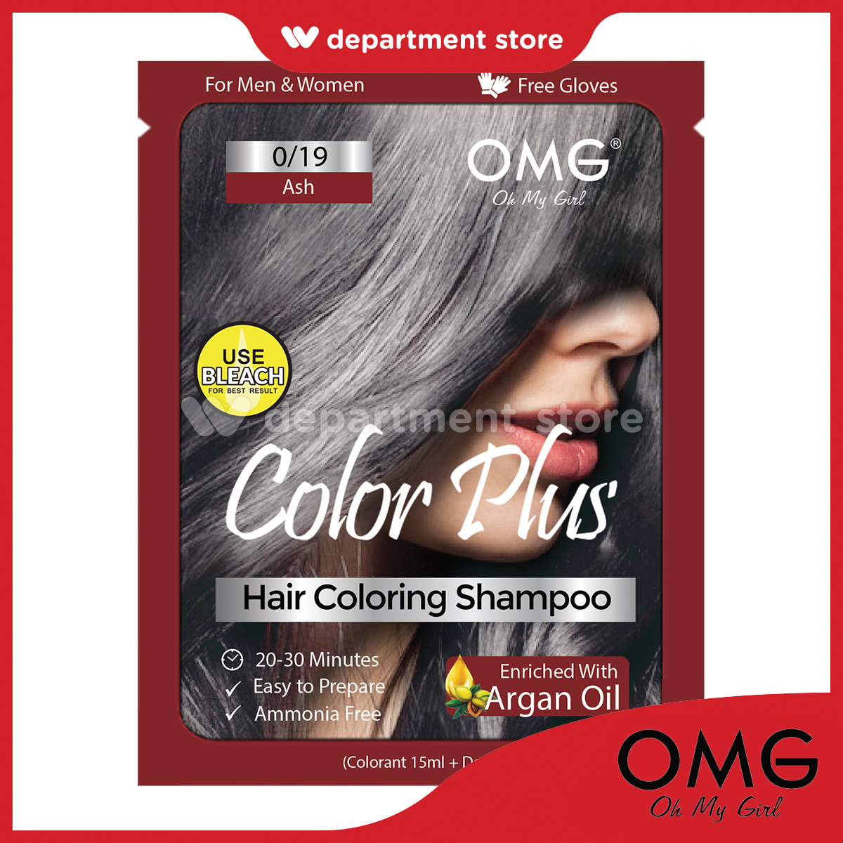 OMG 100% Authentic Hair Color Shampoo 0/19 Ash | Lazada PH