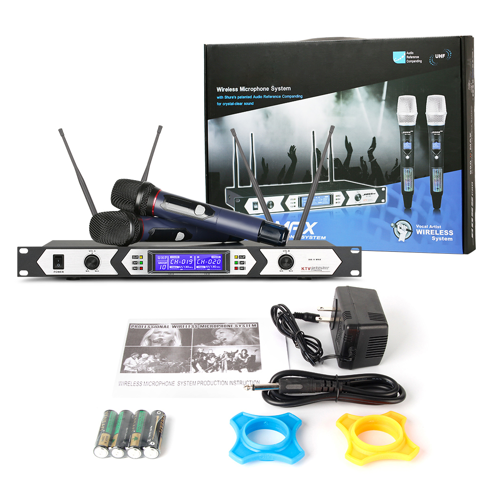 990ii Wireless Microphone 2 handheld na mikropono Lahat ng materyal na metal 4 na pagtanggap ng ...