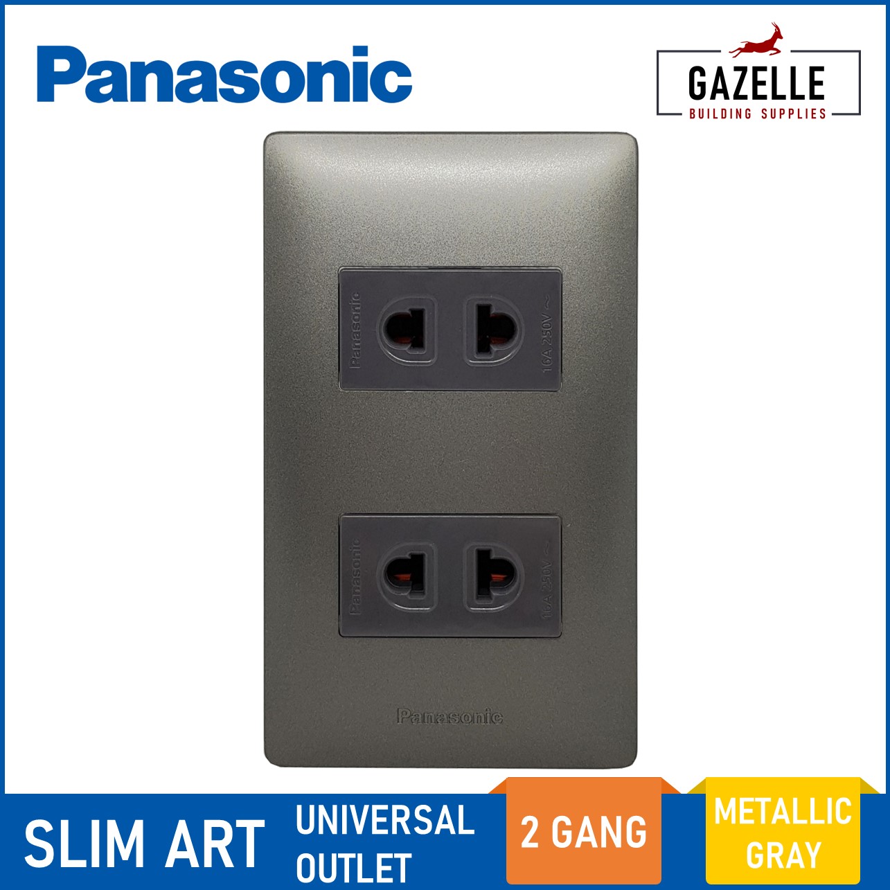 Panasonic Slim Art Universal Outlet - 2 Gang (Snow White / Metallic ...