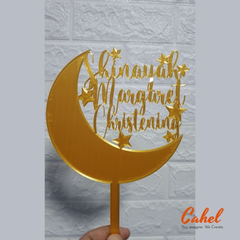 Happy Christening Baptism Dedication Cake Topper Moon Cake Topper ...