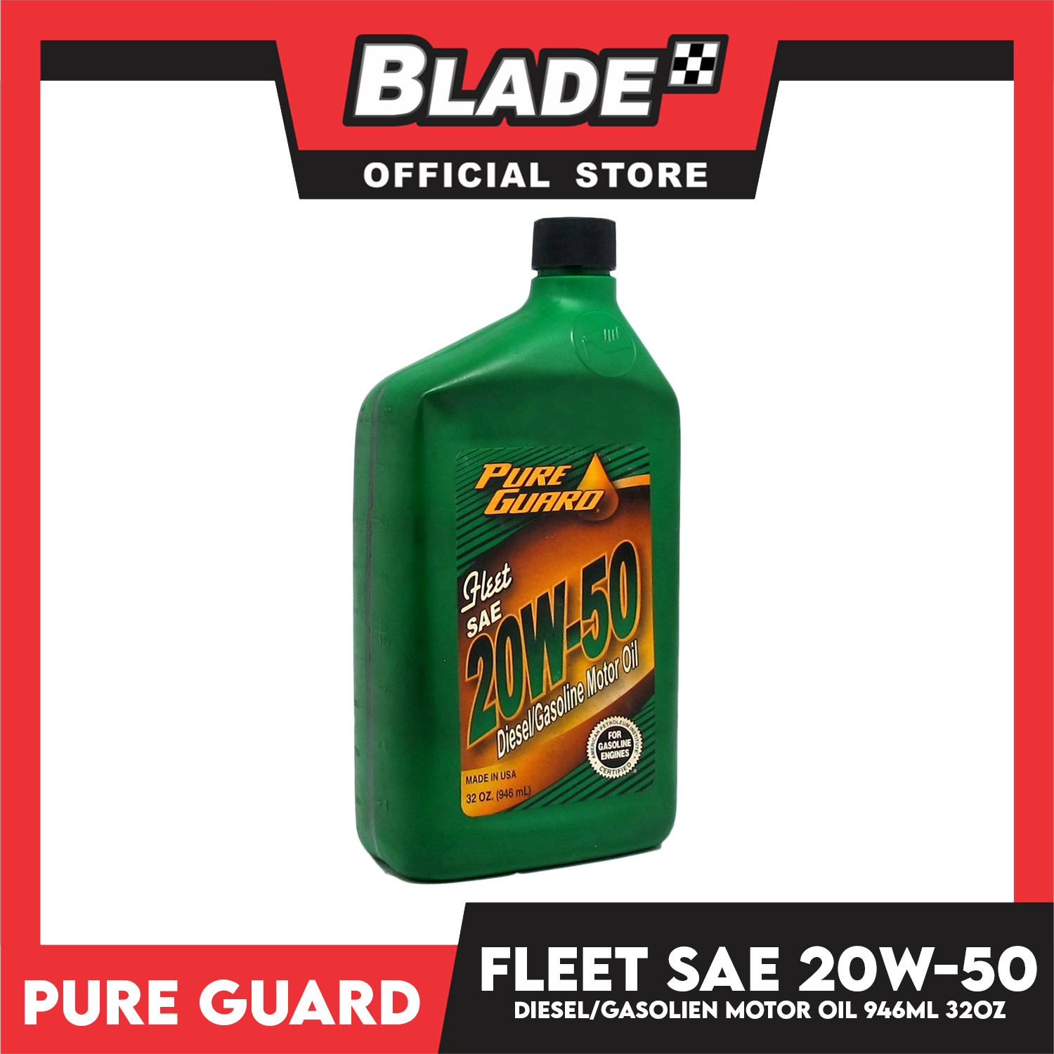 Pure Guard Fleet SAE 20W-50 Diesel/Gasoline Motor Oil 946ml | Lazada PH