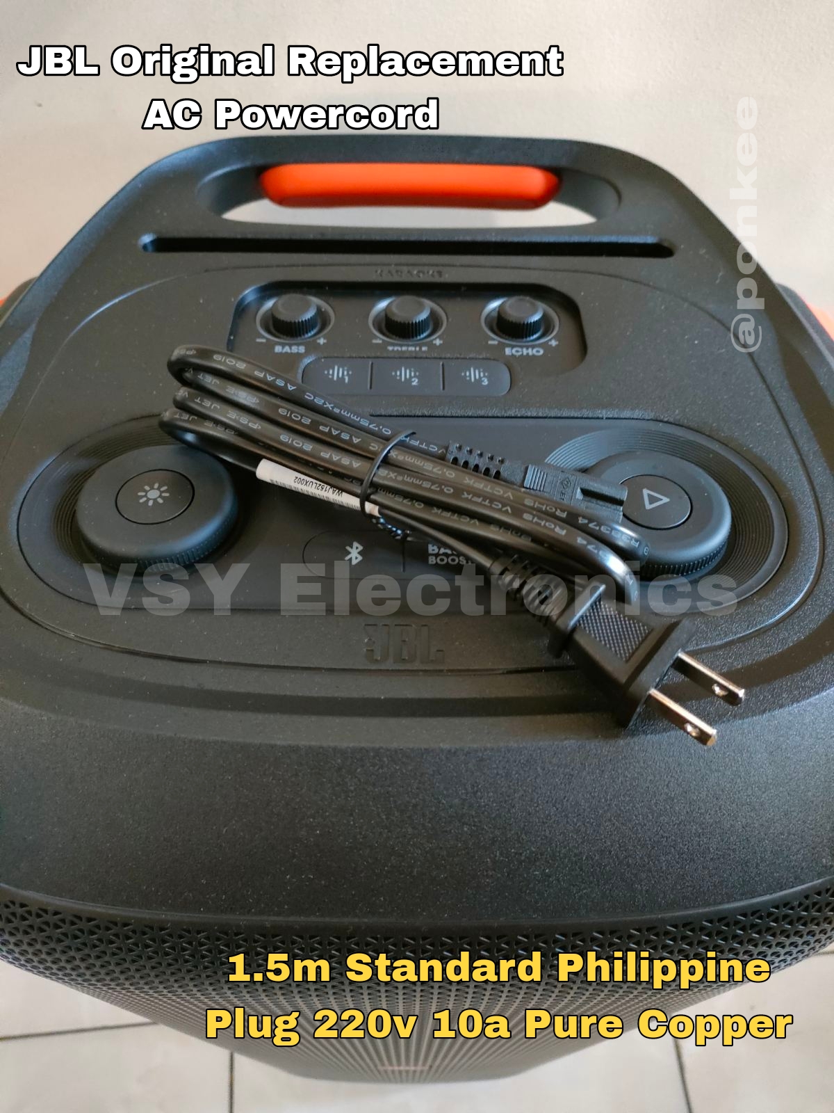 JBL Original Replacement AC Powercord 1.5m Standard Philippine Plug ...