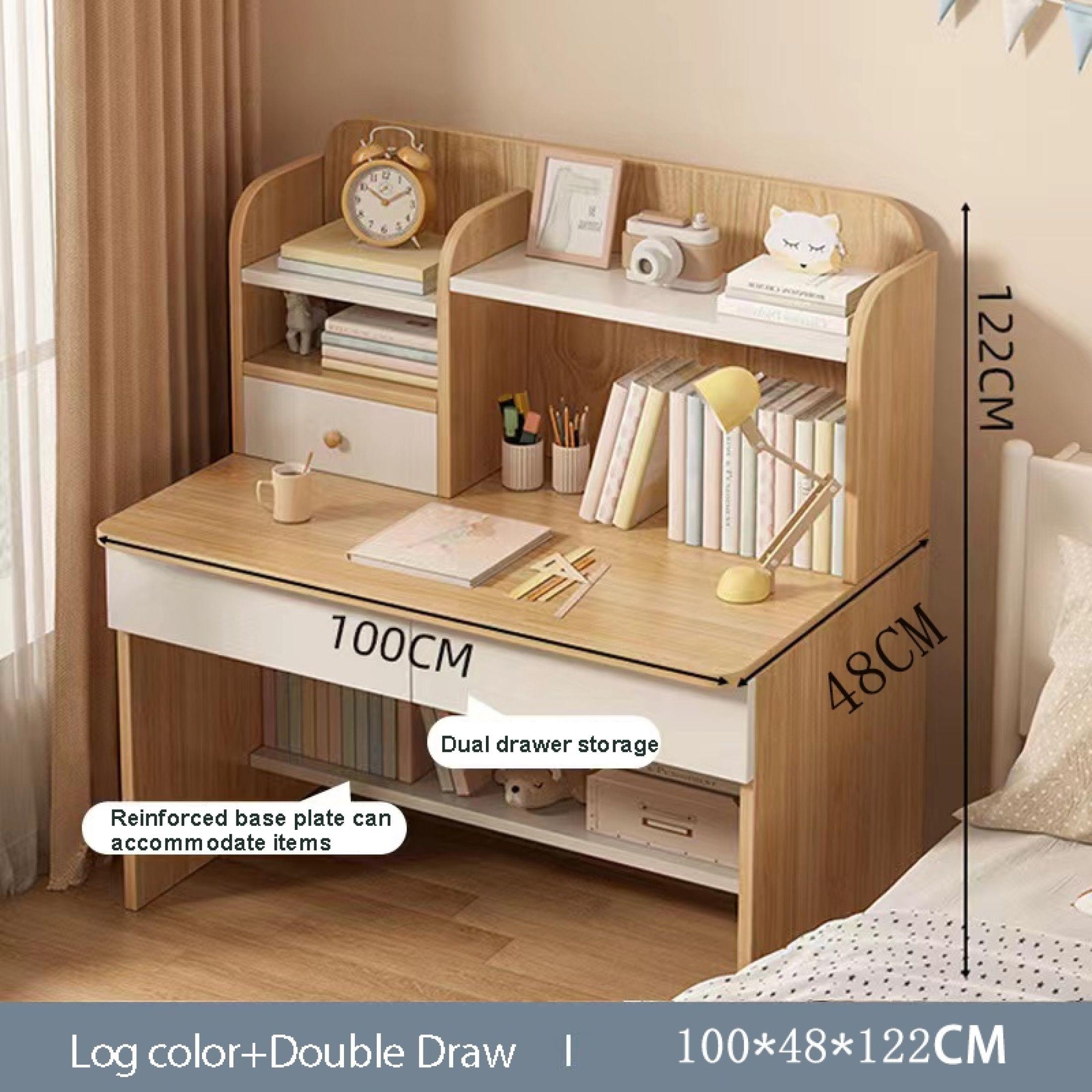 Computer Desk Desktop Study Table with Drawer and Shelves Office ...