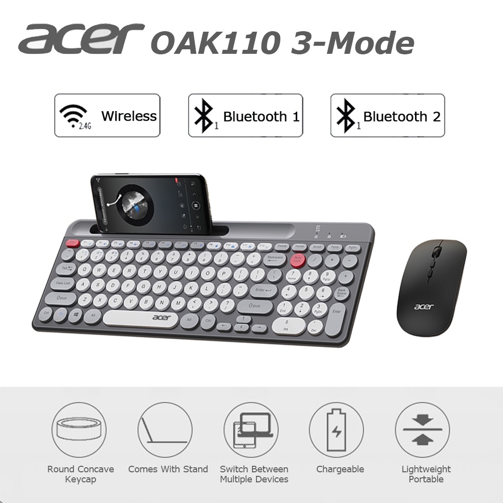 Rechargeable Acer 2.4G Bluetooth Keyboard and Mouse Combo Set for Home ...