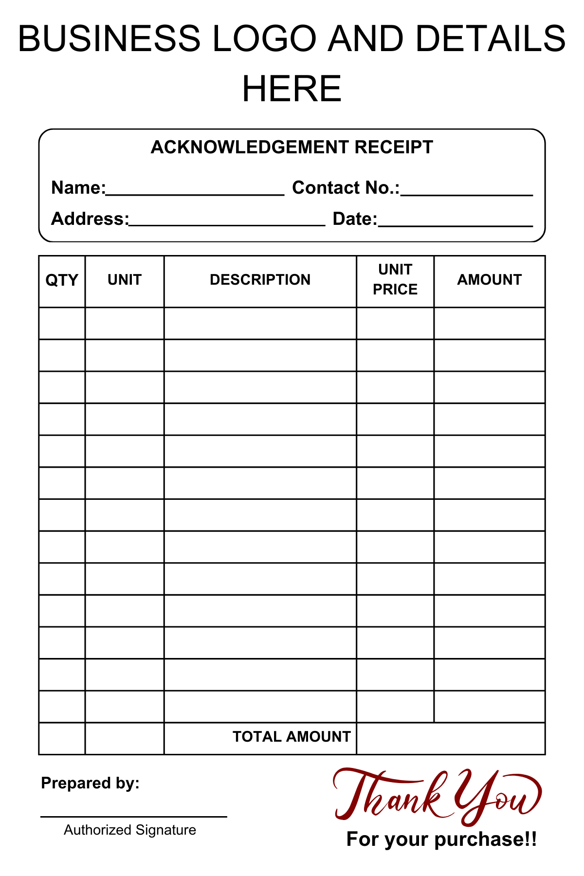 JM Creatink Customized Personalized Acknowledgement Receipt Pad (A6 ...