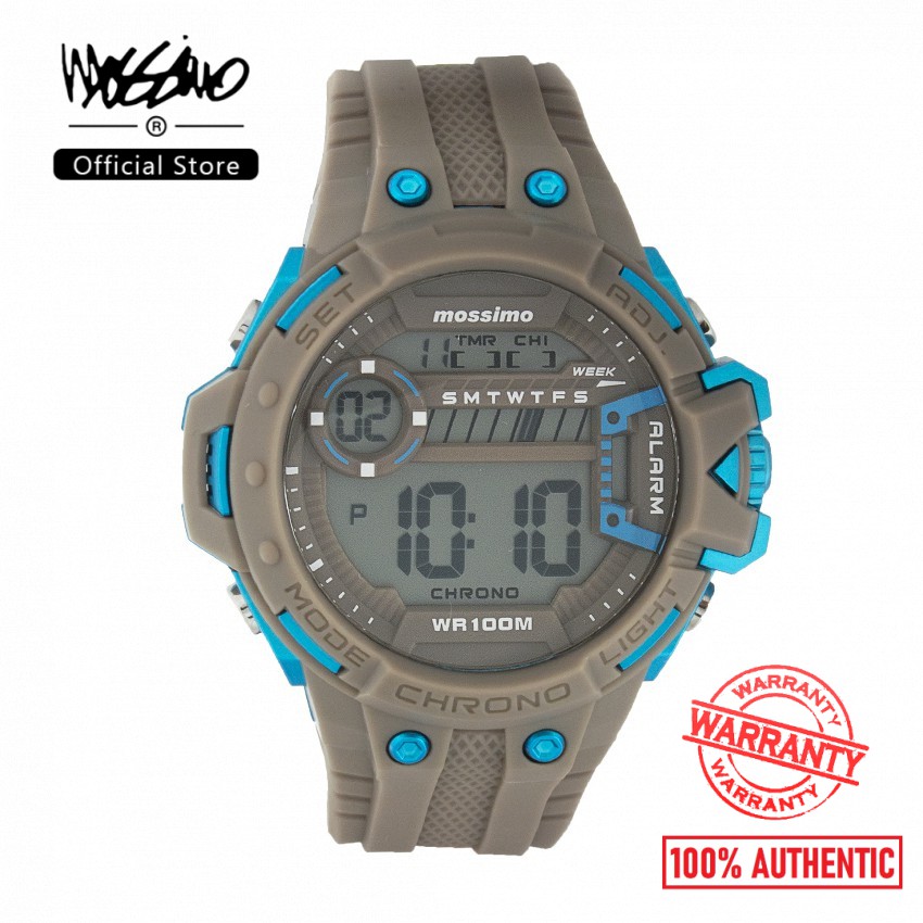 Mossimo grey silicone strap digital watch for men MS-1324G-GRY | Lazada PH