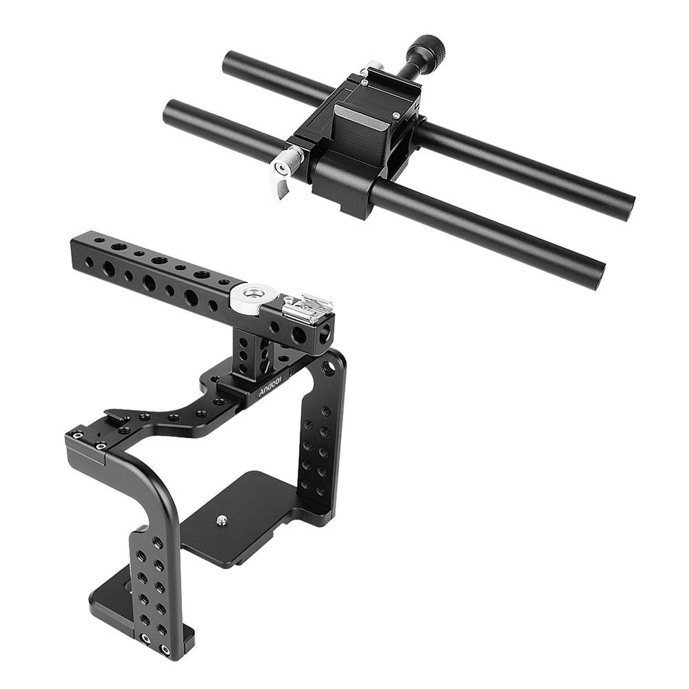 Andoer Video Camera Cage Rig Stabilizer with Top Handle Baseplate 15mm ...