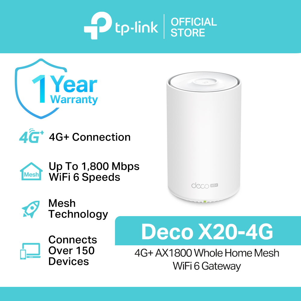 TP-Link Deco X20-4G (1-Pack) 4G+ AX1800 Whole Home Mesh Wi-Fi 6 Gateway ...