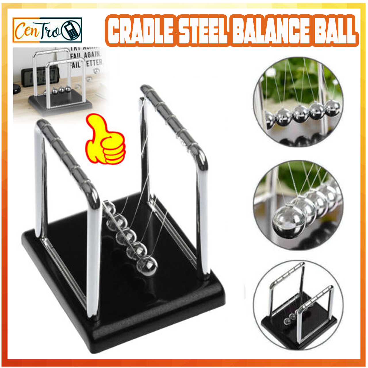 Cradle Steel Newton's Balance Ball Physics Science Mini Pendulum ...