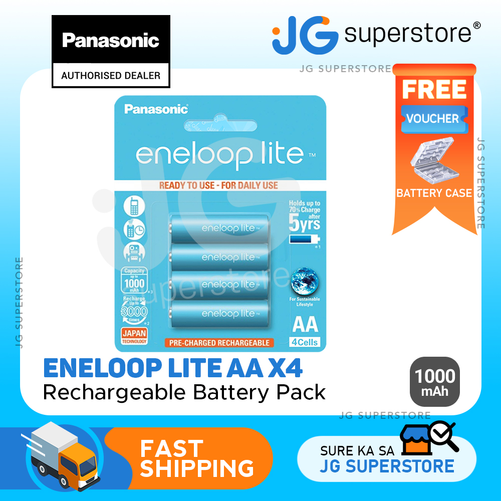 Panasonic Eneloop Lite BK-3LCCE-4BT AA Rechargeable Battery Pack of 4 ...