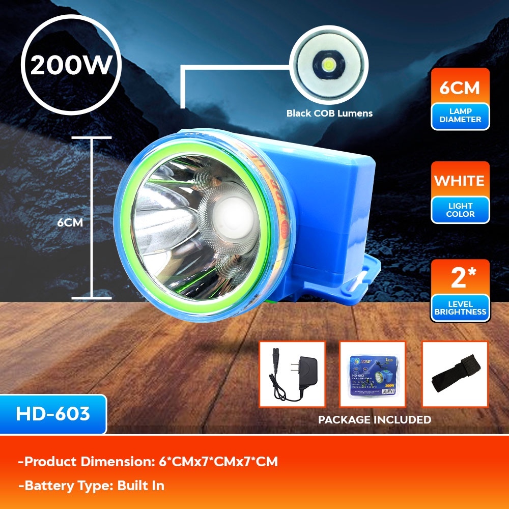OSQ HDD 150/200 Watts Diving LED Headlamp Water Resistance Rechargeable ...