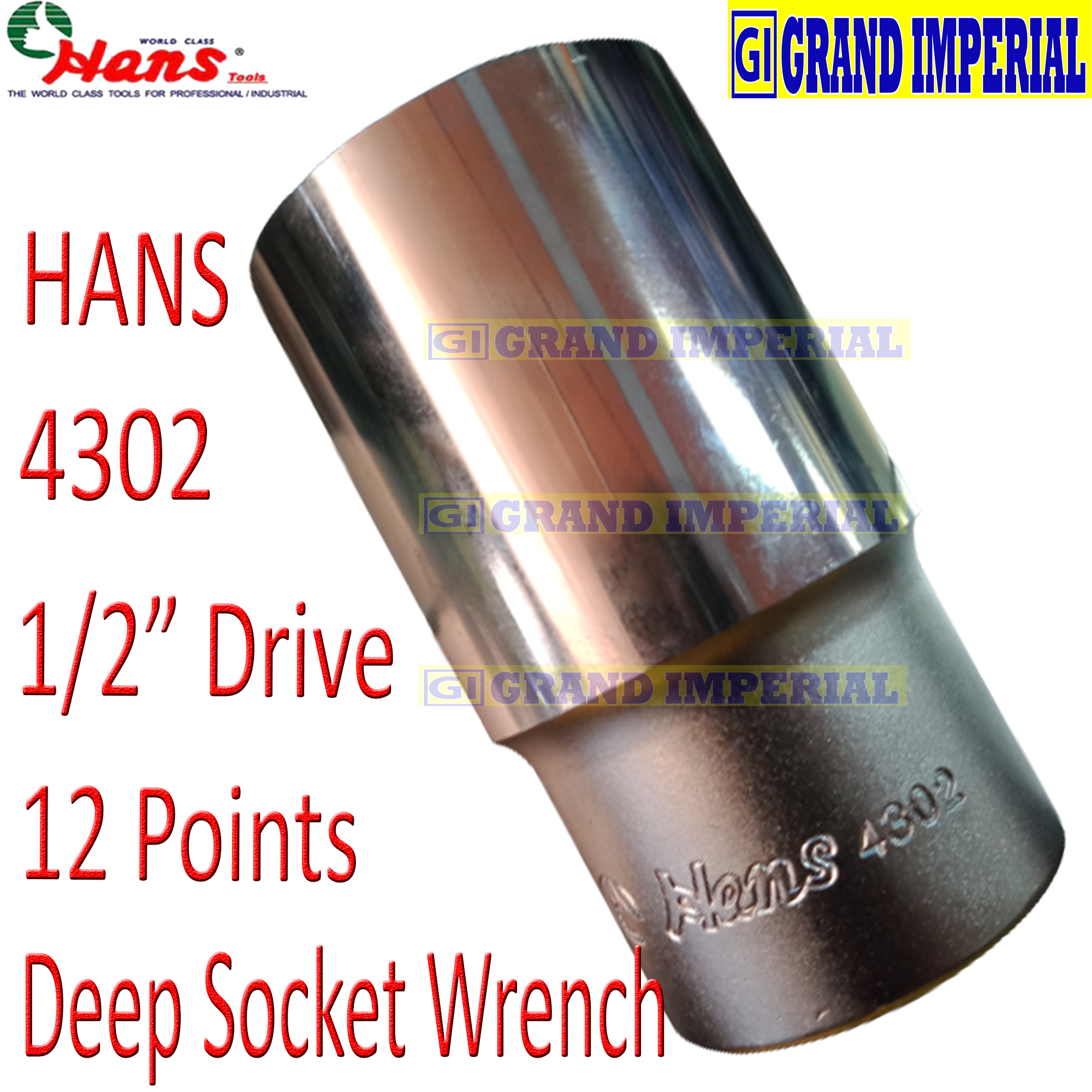 Hans Deep Socket Wrench 1/2" Drive 12 Points 4302 Choices Size 8mm to ...