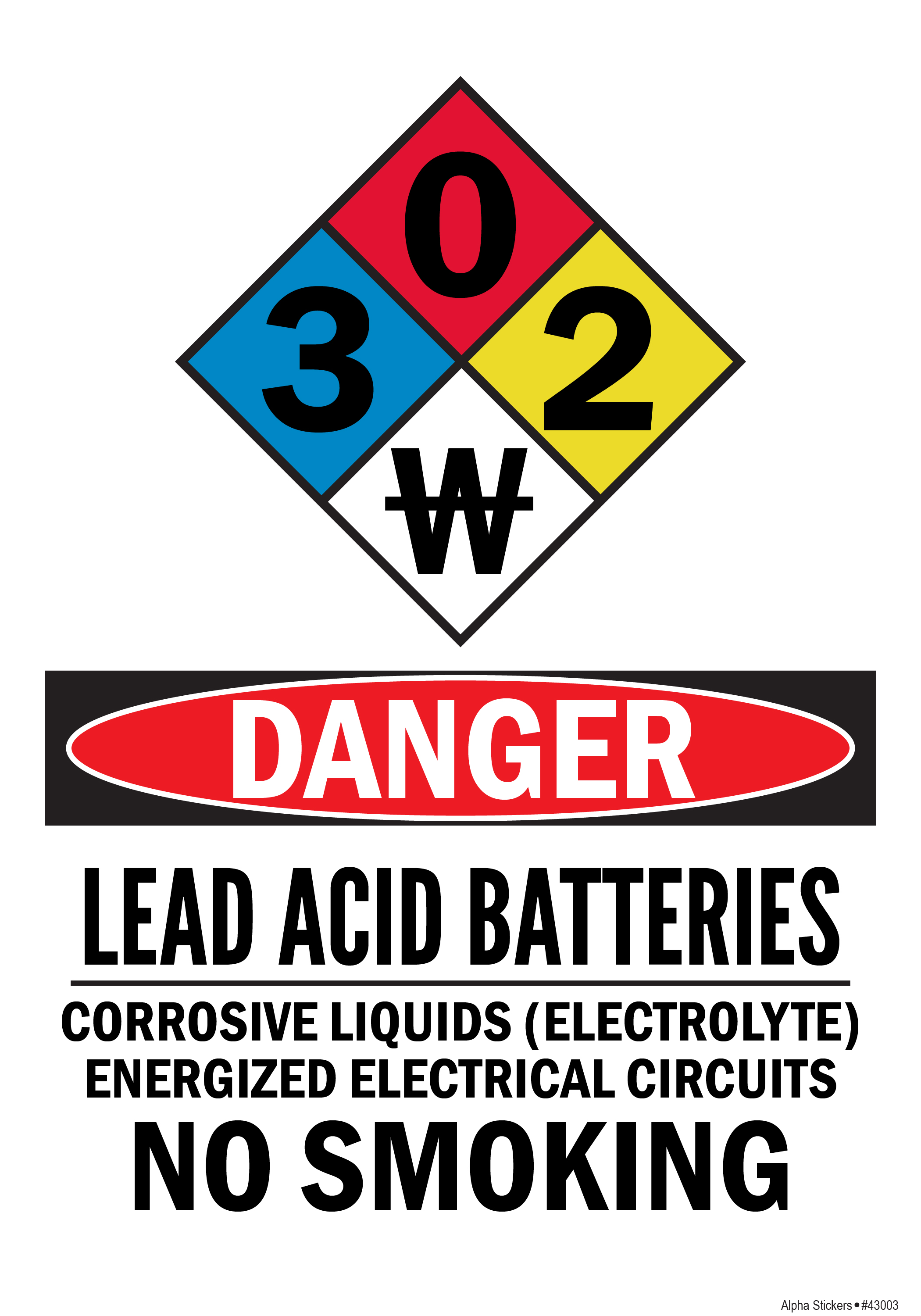 Battery Warning Signs Danger Lead Acid Batteries Vinyl Sticker Size: 7 ...