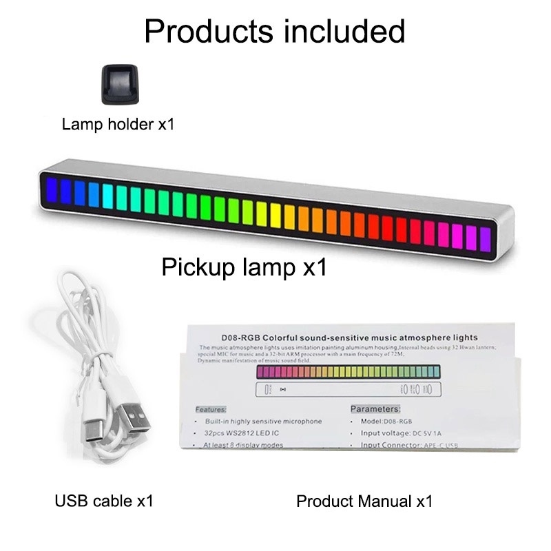 Car Ambient light Sound Control LED Strip Rhythm Light Bar RGB ...