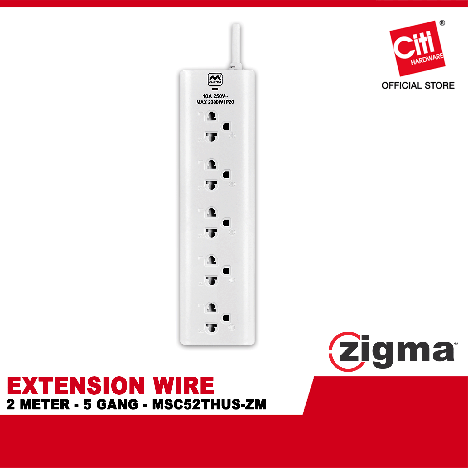 Zigma Extension Wire 5 Gang and 2 Meter Cable | Lazada PH